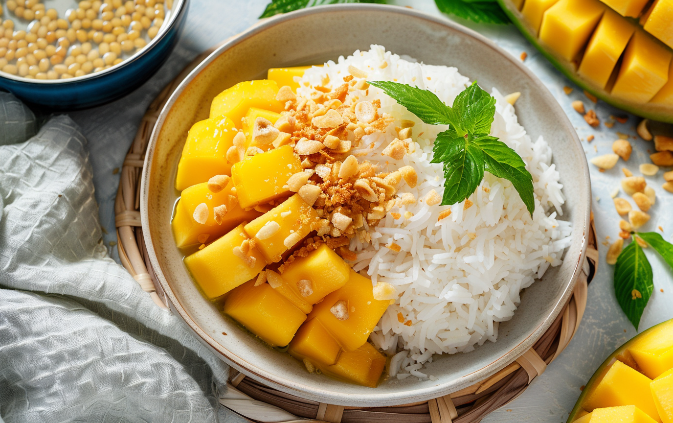 Khao Neeo Mamuang - Thai Mango Sticky Rice - Hungry Ghost Food and Travel