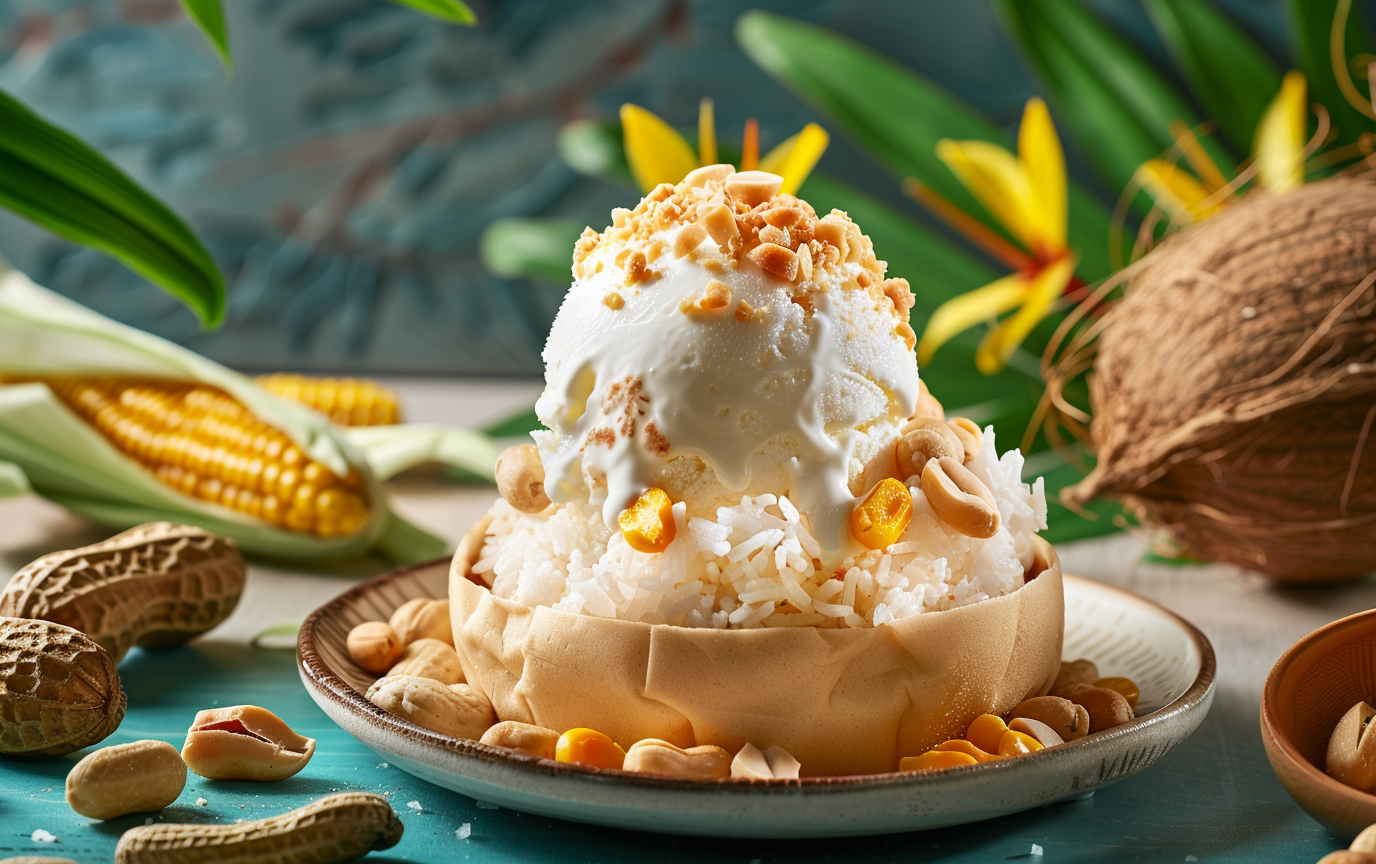 Easy Authentic Thai Coconut Ice Cream Sundae - Hungry Ghost Food and Travel