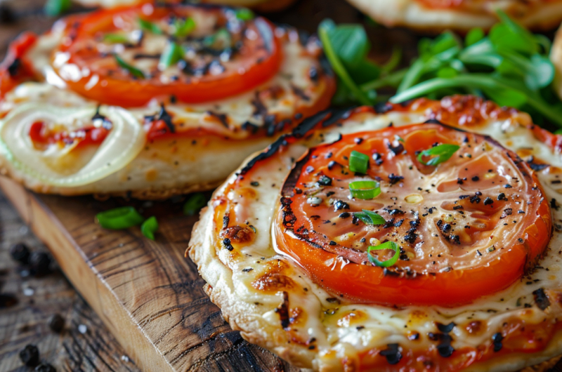 # 1 Grilled Tomato and Cheese Mini Pizzas - Hungry Ghost Food and Travel