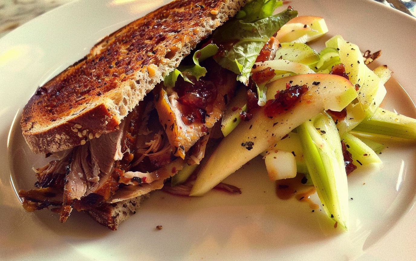 Homemade Bayona's Smoked Duck PBJ Sandwich